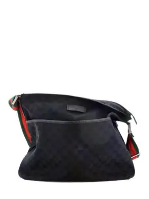 Gucci Front Pocket Web Messenger Gg Canvas Medium Crossbody Bag - Black