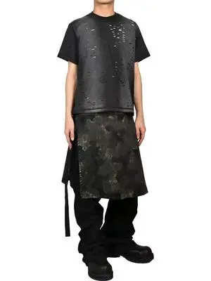 FILTH Bleached Effect Wrap Skirt - Black