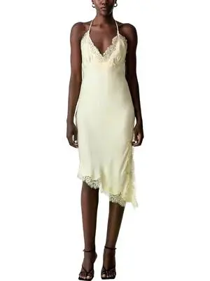 Bardot Silvio Lace-trim Asymmetric Mini Dress Yellow