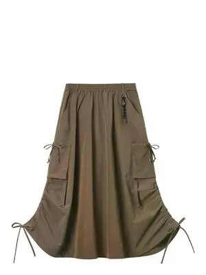 Izzue Ruched Cargo Maxi Skirt - Neutrals