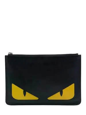 Fendi 2010-2026 Leather Monster Clutch Bag - Black