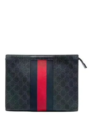 Gucci 2000-2015 Gg Supreme Web Clutch Bag - Black