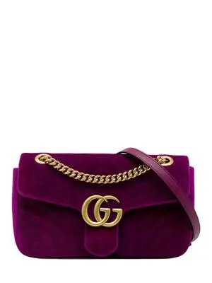 Gucci 2016-2026 Medium Gg Marmont Matelasse Velvet Shoulder Bag - Purple