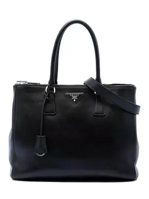 Prada City Calf Galleria Double Zip Satchel - Black