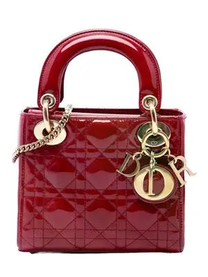 Dior Mini Lady Satchel Patent Cannage - Red