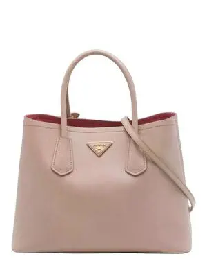 Prada 2010-2026 Medium Saffiano Cuir Double Satchel - Neutrals