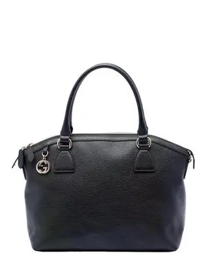 Gucci 2016-2026 Medium Calfskin Gg Charm Dome Satchel - Black
