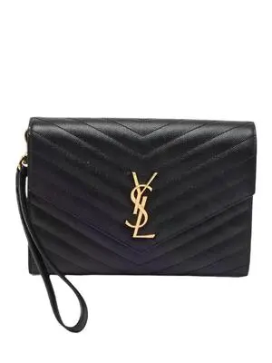 Saint Laurent 2022 Envelope Monogram Pouch Black
