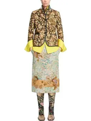 Dries Van Noten Dries Van Noten Boxy Floral Gobelin Weave Blazer Brown