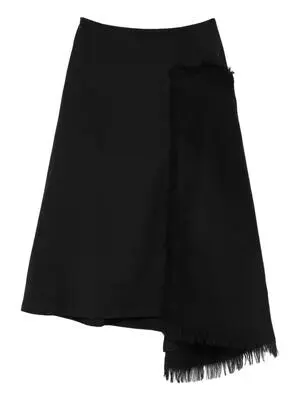 Yohji Yamamoto Layered Fringed Skirt - Black