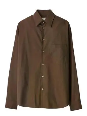 LEMAIRE Regular Shirt In Washed Cotton Silk - Brown