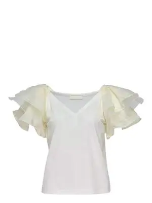 CLUB21 Club21 Ruffled Satin-Finish T-Shirt