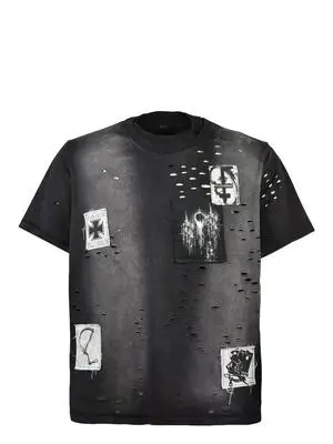 FILTH Patch-detail Distressed T-shirt - Black