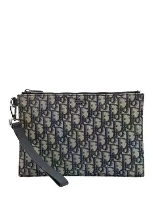 Dior 2021 Oblique Canvas A5 Pouch Clutch Bag - Blue