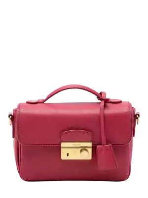 Prada Saffiano Sound Lock Satchel - Pink