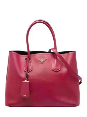 Prada Saffiano Cuir Double Satchel - Red