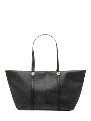 Fendi Fendi Zucchino Coated Canvas Tote Bag Black