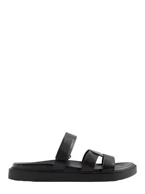 Quince Italian Leather Sport Slide Sandal Black