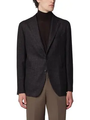 Tagliatore Single-breasted Jacket With A Micro Check Pattern - Brown