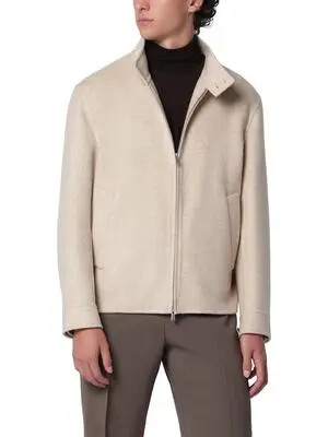 LARDINI Wool And Cashmere Zip-up Jacket - Beige