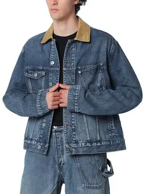 JW Anderson Denim Jacket With Corduroy Collar - Blue