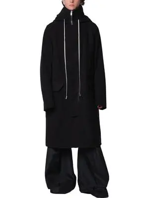 Rick Owens Long Cotton Twill Megaparka - Black