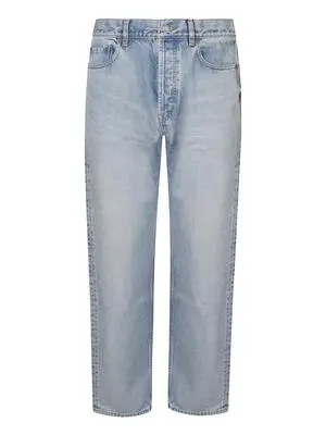 Saint Laurent SAINT LAURENT Straight-Leg Jeans With Padded Logo Patch Light Blue