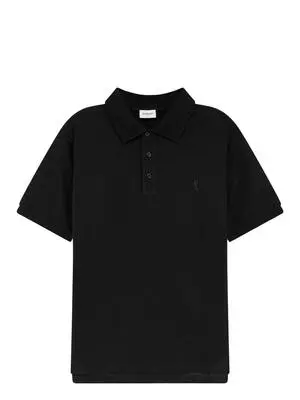 Saint Laurent Embroidered Logo Polo Shirt - Black