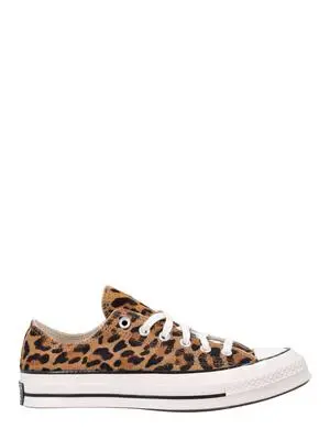 CONVERSE Leopard Print Platform Low Top Sneakers - Brown/gum