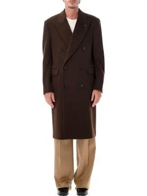 LARDINI Double-breasted Wool Overcoat - Marrone