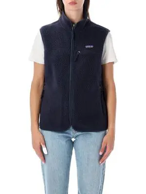 Patagonia Fleece Vest With High Collar And Zip Pockets - Blu