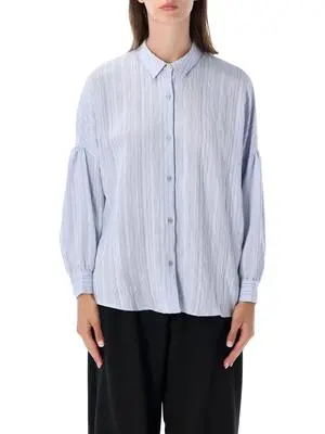 SESSUN Textured Pleated Button-front Shirt - Blu