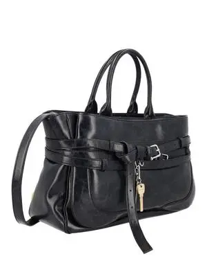 OSOI Leather Belted Tote Bag - Black