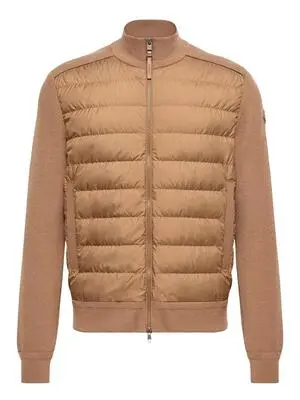 Moncler Hybrid Quilted Zip-front Cardigan - Brown