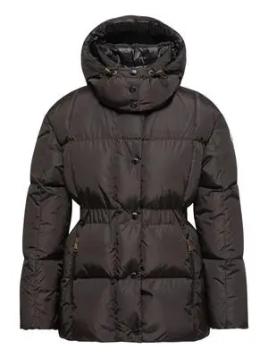 Moncler Down-filled Water-repellent Hooded Coat With Belt - Nero