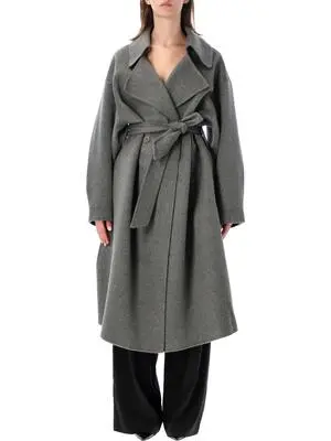 THE FRANKIE SHOP Oversized Wool Blend Trench Coat - Grigio