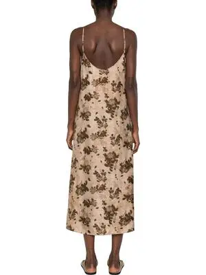 UMA WANG Anaya Printed Long Dress - Brown