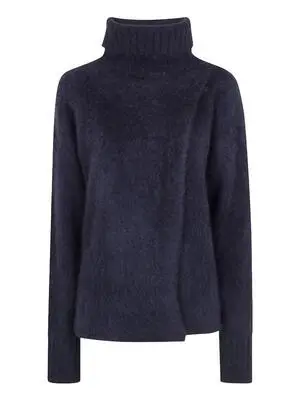 UMA WANG Ribbed Knit Pullover With Distressed Hem - Black