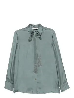 Zimmermann Silk Shirt With Tie Detail - Grey