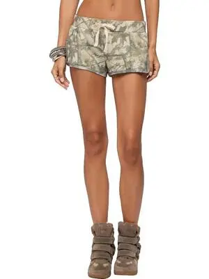 EDIKTED Harlie Camouflage French Terry Drawstring Shorts - Mix
