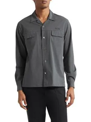 Undercover Logo Embroidered Long Sleeve Camp Shirt - Charcoal