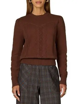 Wit & Wisdom Cable Knit Crewneck Sweater - Mocha
