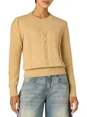 Wit & Wisdom Cable Knit Crewneck Sweater - Oat Oatmea