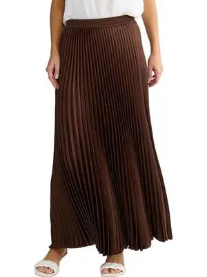 BRAVE+TRUE Brave+True Alias Pleated Maxi Skirt Chocolate