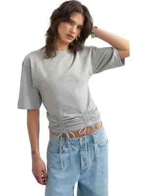 Topshop Drawcord Detail Crop Top - Grey