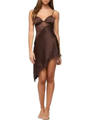 EDIKTED Kit Asymmetric Lace Inset Slipdress