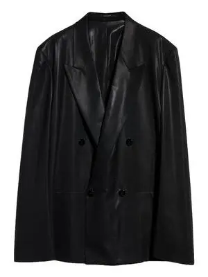 Gucci Double-breasted Wool Jacket With Chintzed Finish - Black