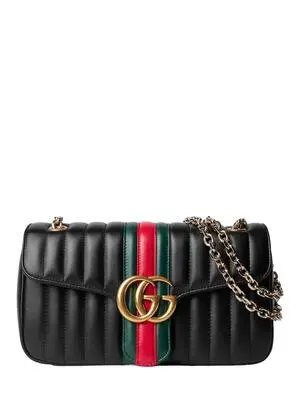 Gucci Gg Marmont Medium Shoulder Bag In Leather - Black