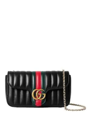GUCCI Jetset Gg Marmont Small Shoulder Bag, Black, Leather