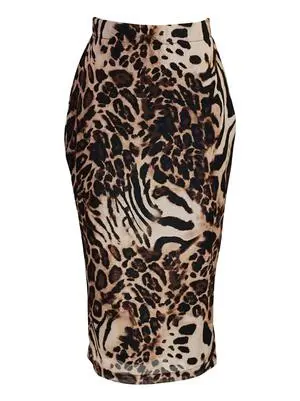 JENNAFER GRACE Lucy Pencil Skirt In Jaguar Print - Black